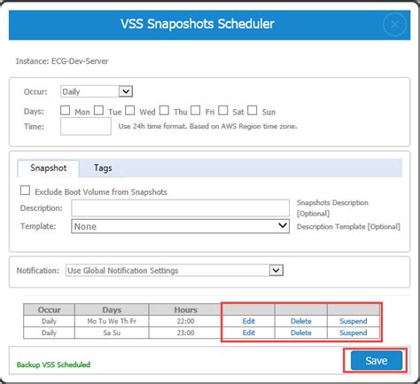 How To Schedule Ebs Vss Snapshot Backup Ecg User Manual