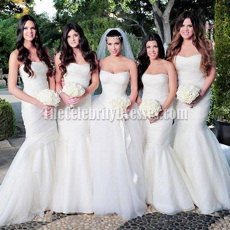 Celebrity Kim K Wedding White Mermaid Bridesmaid Dresses Kim Kardashian Wedding Dress