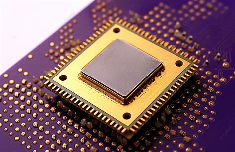 Electronic Circuit Small Gold Cpu Chip Background Cpu Part Object