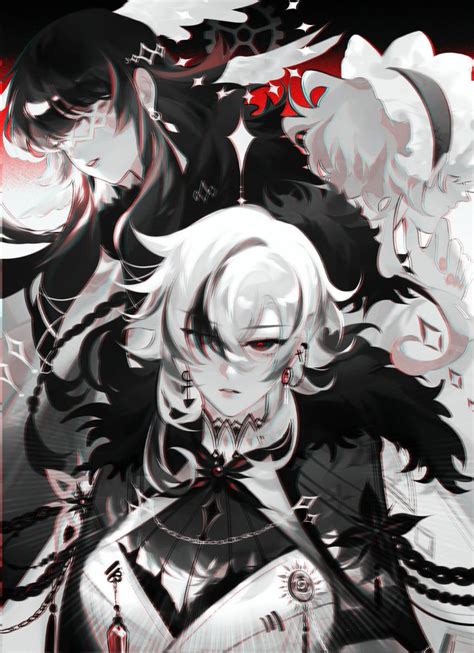 Arlecchino Columbina And Sandrone Genshin Impact Drawn By Yionyi Danbooru