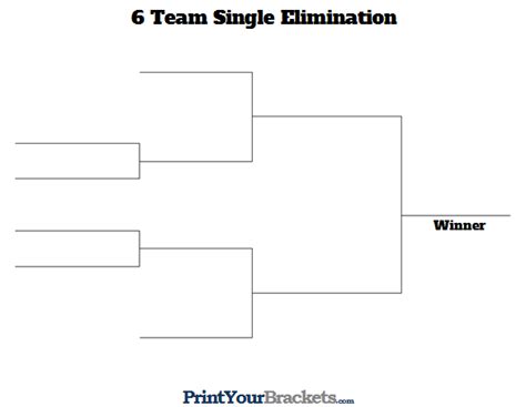 6 Team Single Elimination Tournament Bracket