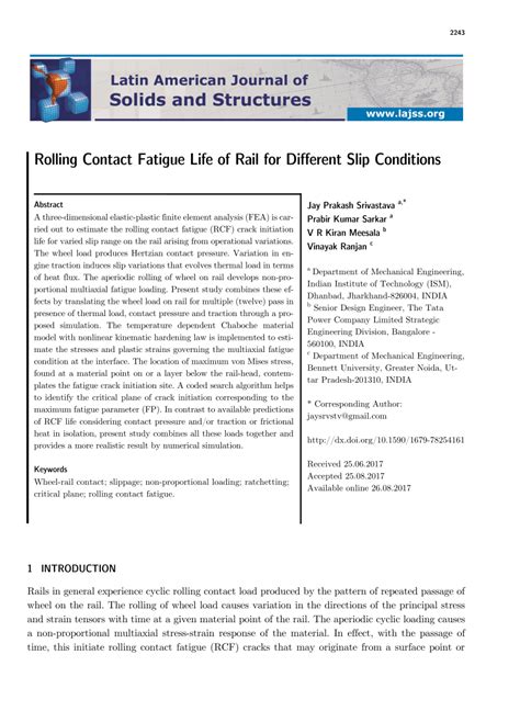 Pdf Rolling Contact Fatigue Life Of Rail For Different Slip Conditions