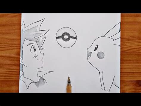 How To Draw Ash And Pikachu Pokemon Ash Pikachu Step By Step Easy Drawing Tutorial