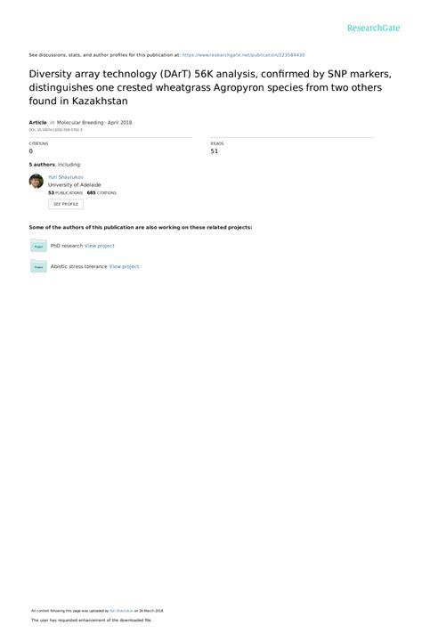 Pdf Diversity Array Technology Dart 56k Analysis Confirmed By Snp Markers Distinguishes