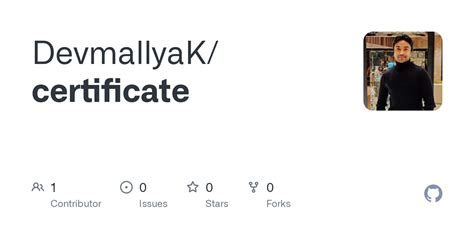 GitHub DevmallyaK Certificate