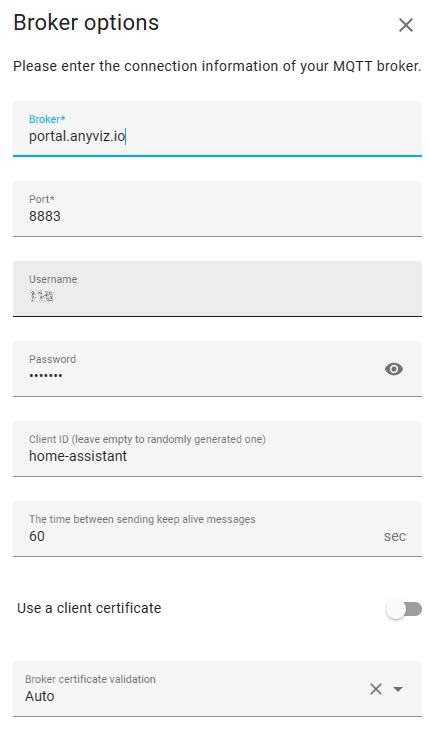 Mqtt With Anyviz Broker Third Party Integrations Home Assistant