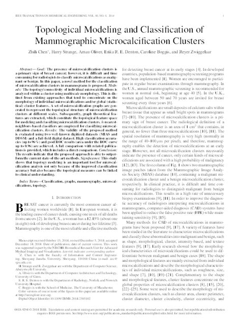 Pdf Topological Modelling And Classification Of Mammographic