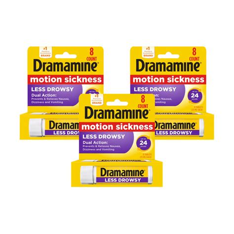 Dramamine Less Drowsy Motion Sickness Relief Tablets 8 Ct Travel Medicine