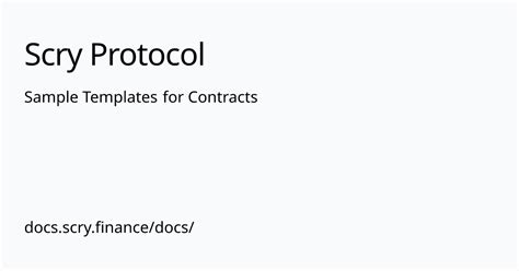 Sample Templates For Contracts Scry Protocol
