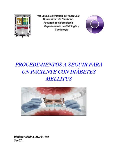 Procedimientos Odontológicos Para Diabéticos Pdf Diabetes Droga