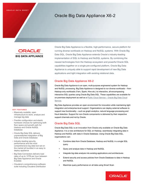 Data Sheet Oracle Big Data Appliance