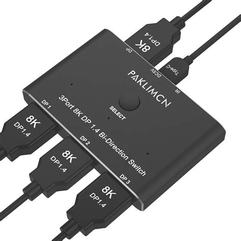 Amazon Com DisplayPort Switch 8K60Hz Display Port 1 4 Switcher Box DP 4K 144Hz Bi Directional