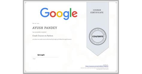 Ayush Pandey On Linkedin Completion Certificate For Crash Course On Python