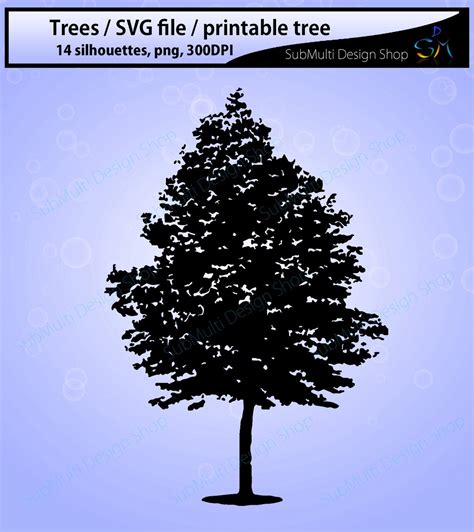 Tree Silhouette Tree Silhouette Svg Cut File Vector Trees Etsy