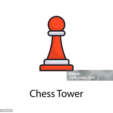 체스 타워 벡터는 윤곽선 아이콘 디자인 일러스트레이션을 채웠습니다 흰색 배경 Eps 10 파일에 스포츠 및 수상 기호 개념에