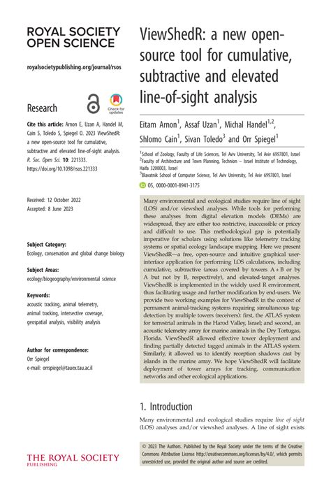 Pdf Viewshedr A New Open Source Tool For Cumulative Subtractive And Elevated Line Of Sight