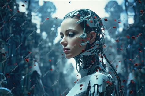 美少女の顔をした人工知能少女型ロボット プレミアム写真