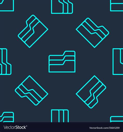 Green Line Document Folder Icon Isolated Seamless Vector Image