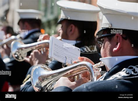 Brass Band Musicians Palm Sunday This Band Wears The Uniform Of Captain Of Squad Of The Royal