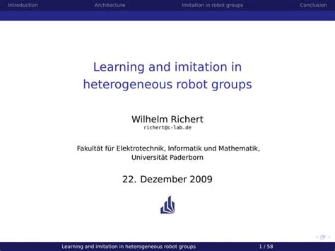 Learning And Imitation In Heterogeneous Robot Groups Pdf Artificial Intelligence