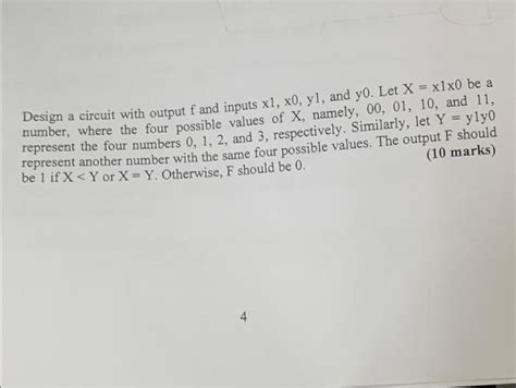 Solved Design A Circuit With Output F And Inputs Xl X0 Yl