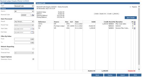📝 Nominal Ledger Enquiry Pinewood Technologies Plc