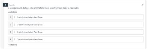 Solved 1 4 Points In Accordance With Zaitsevs Rule Rank The