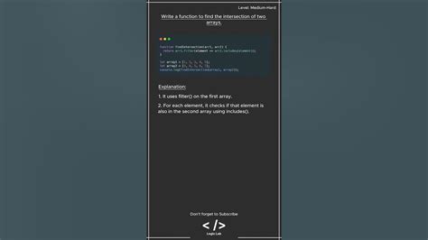 Javascript Interview Question Challenge 6 Find Intersection Of Two