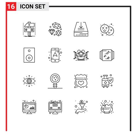 Group Of 16 Modern Outlines Set For Devices Holi Wedding Food Tray Editable Vector Design