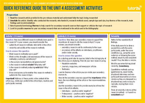 Unit 4 Quick Reference Guide Preparation 1 Read The Research Article Provided In The Pre