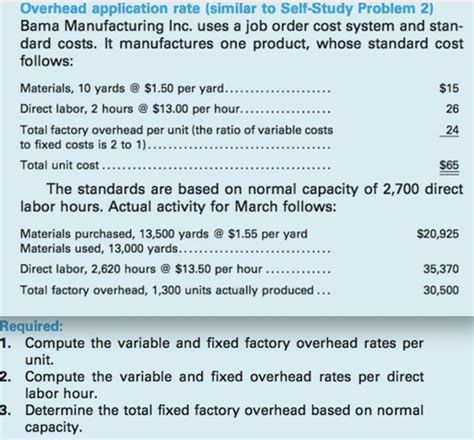 Solved Required Compute The Variable And Fixed Factory