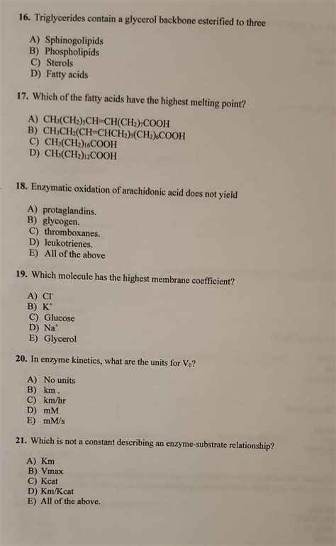 Solved 16 Triglycerides Contain A Glycerol Backbone