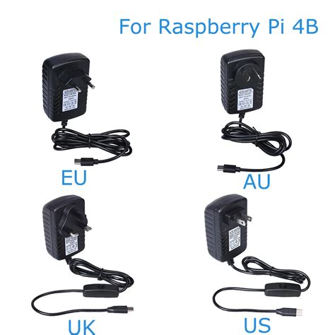 Review Raspberry Pi 4b Power Supply Power Adapter 5v 3a Type C Usb Us