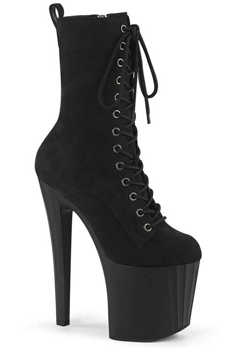 7 12 Black Faux Suede Prismatic Base Ankle Boots Spicy Lingerie