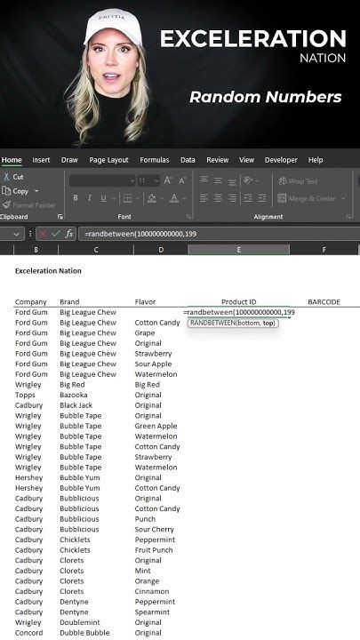 Generate A Range Of Random Numbers In Excel Using Randbetween Youtube