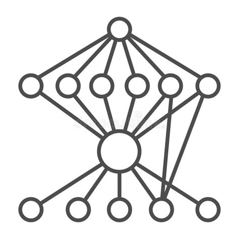 Graph With Grid Connections Thin Line Icon Neural Network Concept