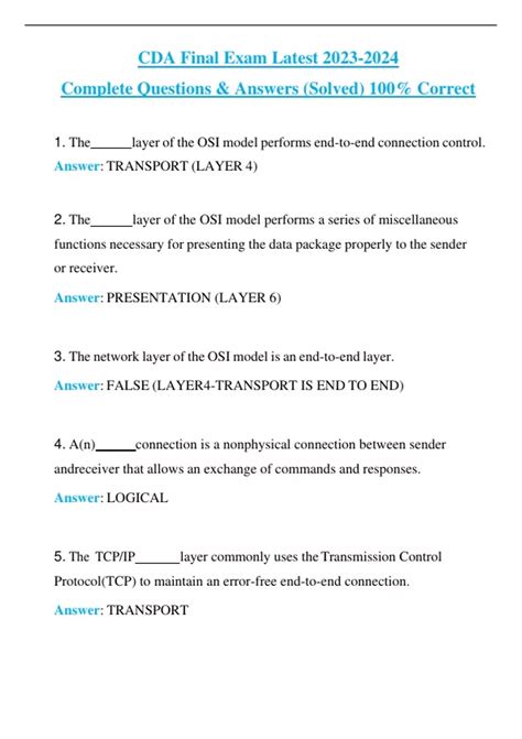 Complete Cda Final Exams Set Exam 1 2 Latest Complete Questions And Answers Solved 100