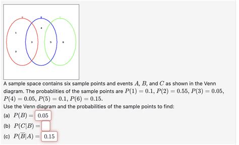 A Sample Space Contains Six Sample Points And Events A B And C As Shown In The Venn Diagram