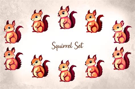Squirrel Set Graphic By Graphic Genius · Creative Fabrica