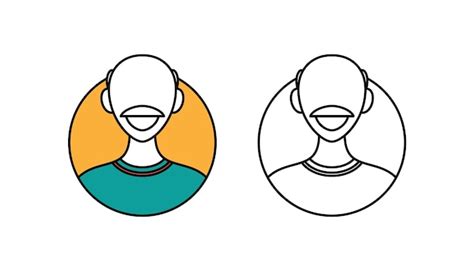 남자 아바타 프로필 사진 아이콘 행복 웃는 남성 얼굴 라인 아바타 캐릭터 그림 벡터 흰색 배경에 고립 프리미엄 벡터