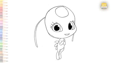 Tikki Kwami Miraculous Ladybug Coloring How To Draw Tikki Kwami Step By Step Cartoon