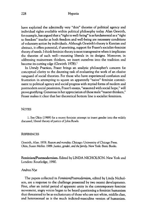 Feminism Postmodernism Edited By Linda Nicholson New York And London Routledge 1990