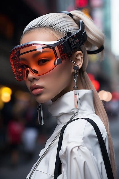 Premium Ai Image A Woman Wearing Orange Goggles