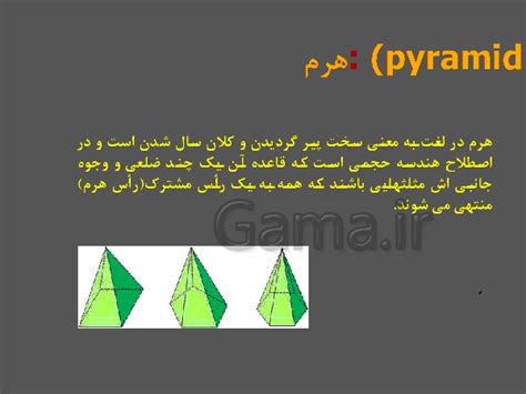 پاورپوینت آموزشی ریاضی ششم اشکال هندسی استوانه، مخروط، منشور، هرم و