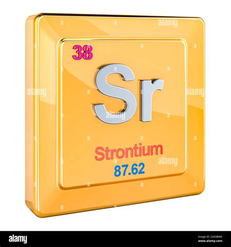 Strontium Sr Chemical Element Sign With Number 38 In Periodic Table 3d Rendering Isolated On