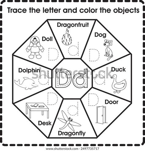 Trace Letter Color Objects Letter D Stock Vector Royalty Free 2497735717 Shutterstock