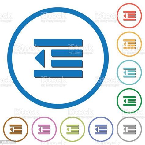 Decrease Text Indentation Icons With Shadows And Outlines Stock Illustration Download Image