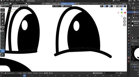 Using Multiple Grease Pencil Objects Shows Weird Lines See Bottom Of The Eyes Am I Missing
