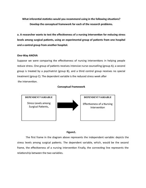 Conceptual Framework What Inferential Statistics Would You Recommend