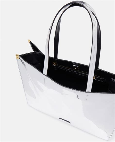 Women Silver Sexy Robot Graphic Mirrored Chrome Effect Tote Bag
